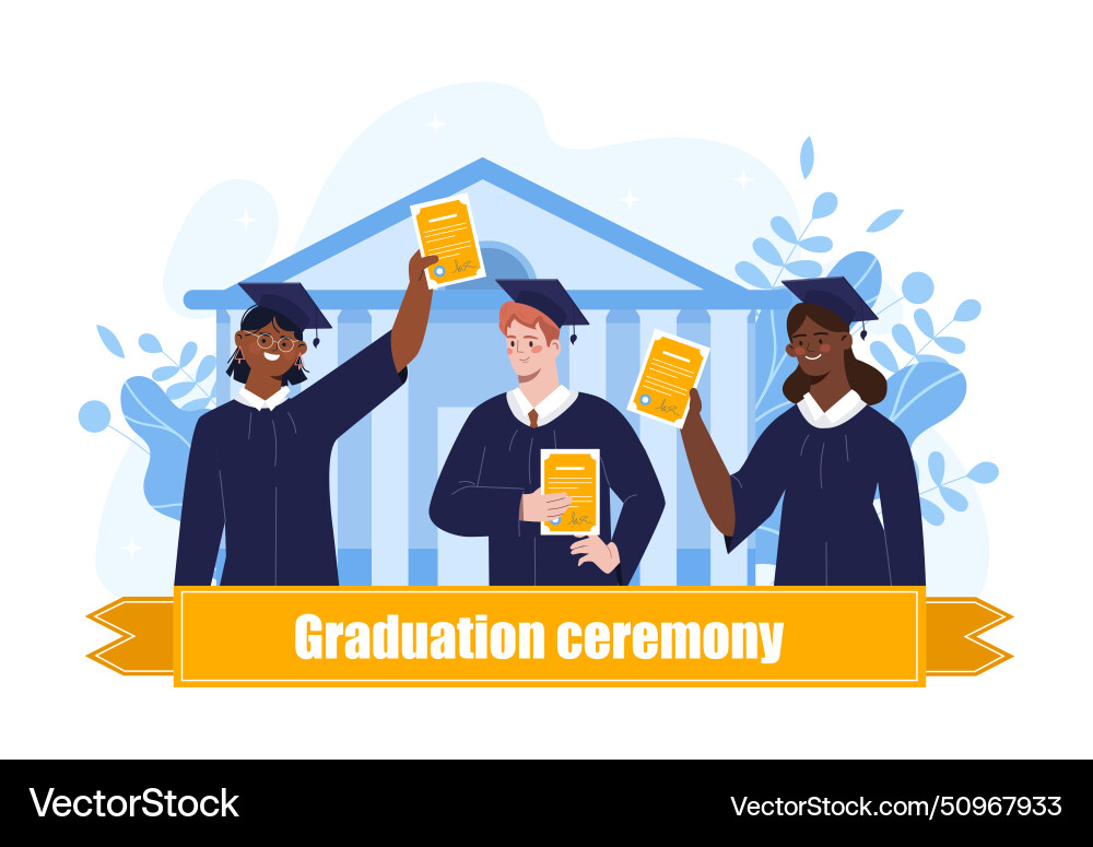 Celebrating graduates students Royalty Free Vector Image