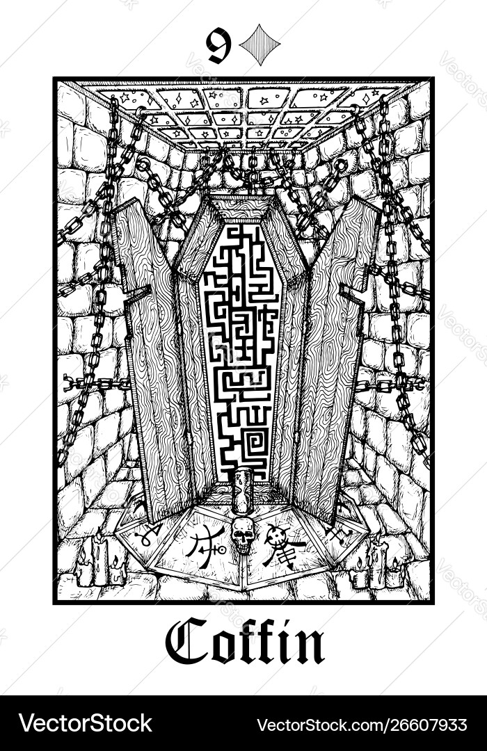 Coffin tarot card from lenormand gothic Royalty Free Vector