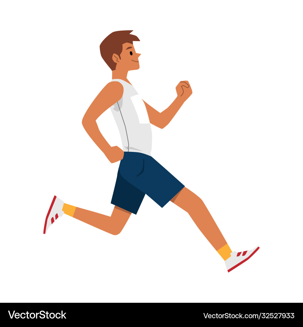 Happy sprinter man running very fast - side view Vector Image