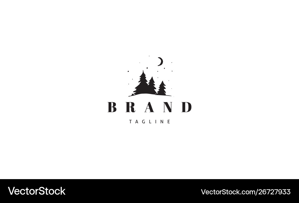 Logo which depicts three pine trees under Vector Image