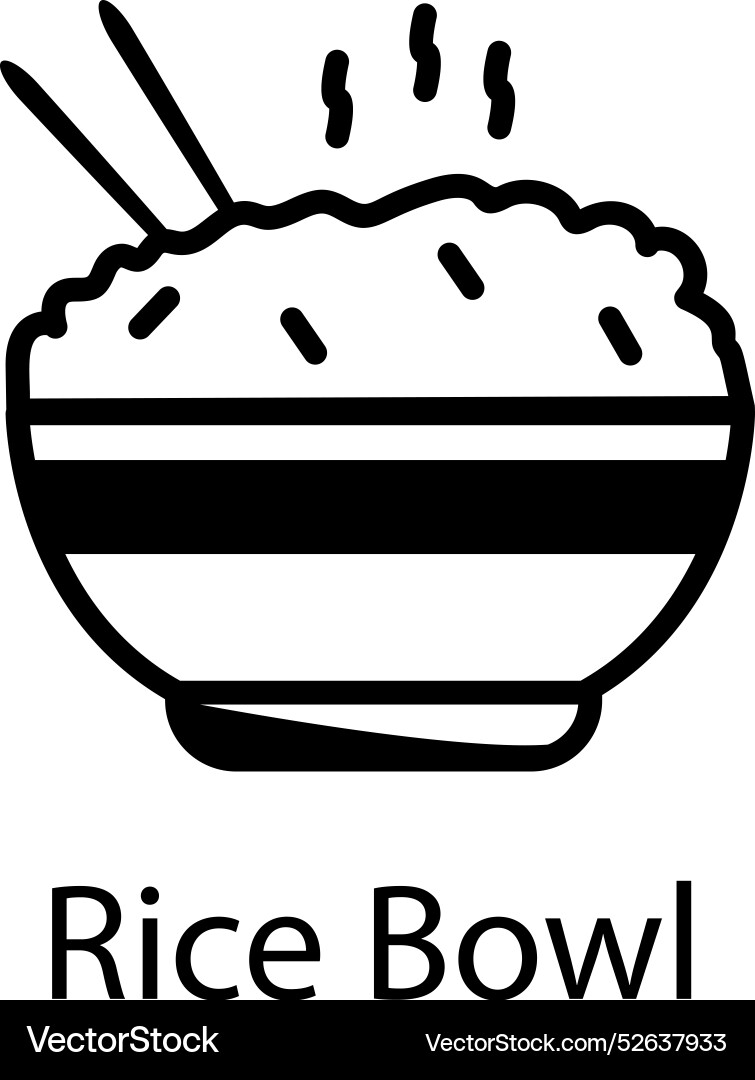 Rice bowl Royalty Free Vector Image - VectorStock