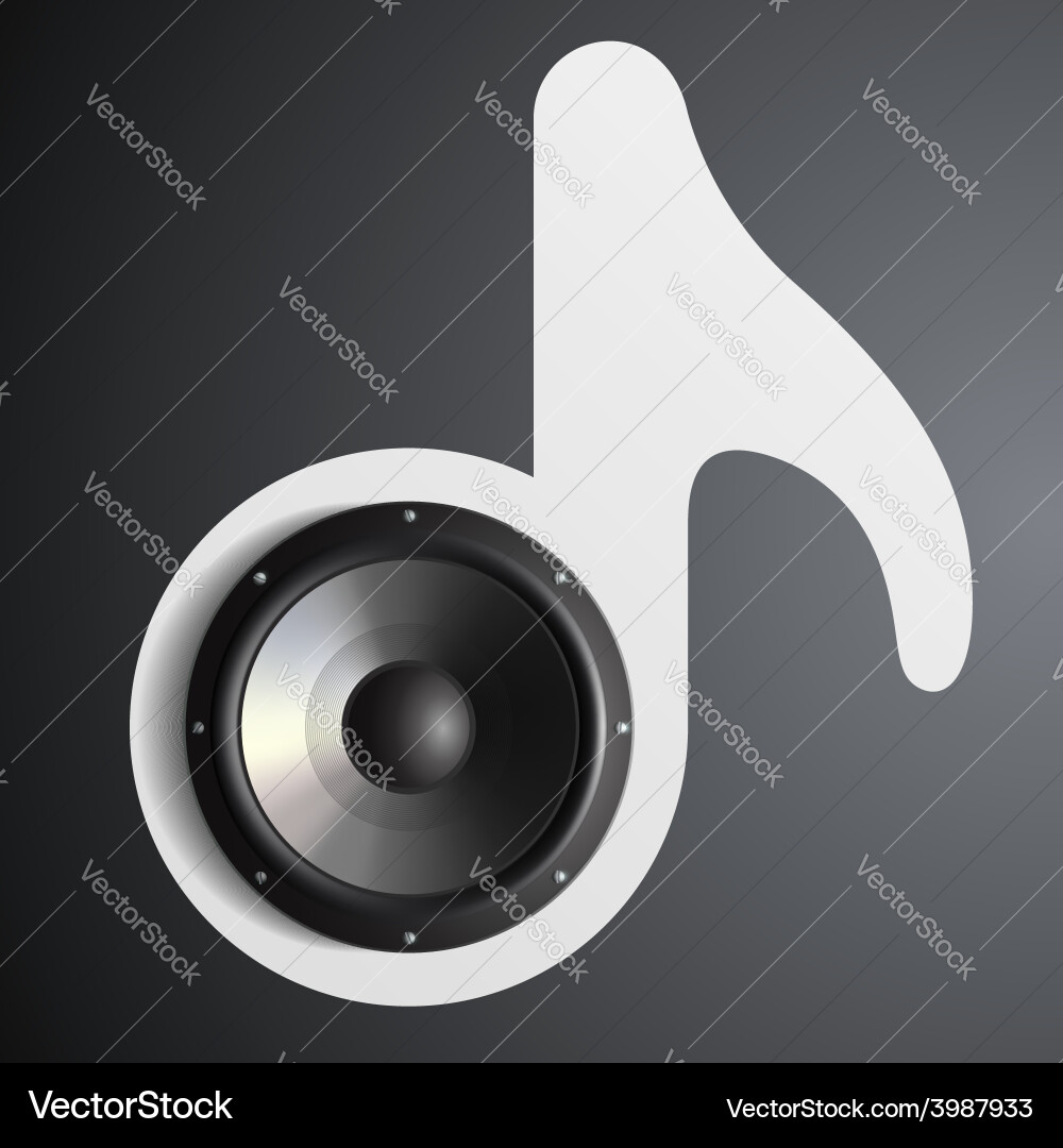 Speaker and musical note Royalty Free Vector Image
