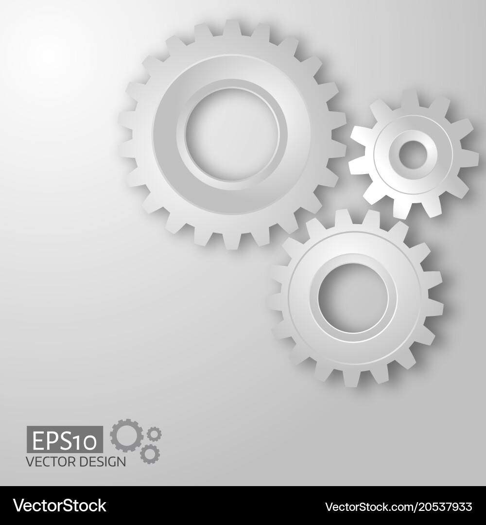 White gears on the grey background Royalty Free Vector Image