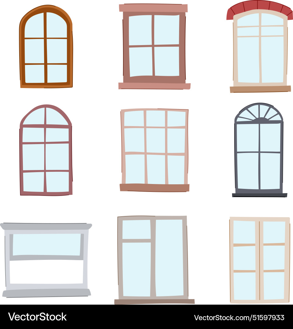 Window frame set cartoon Royalty Free Vector Image