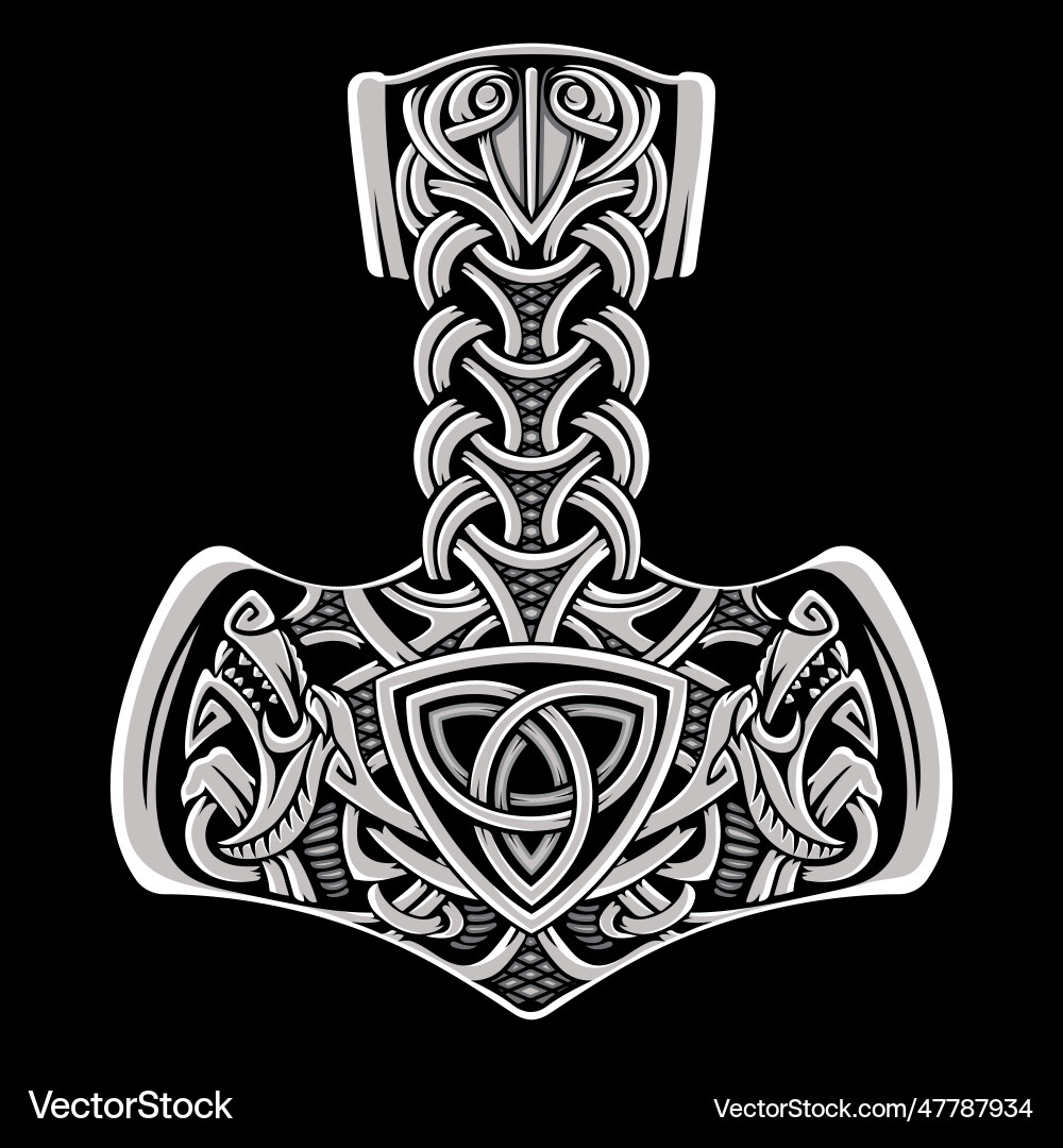 Ancient scandinavian design thors hammer mjolnir Vector Image