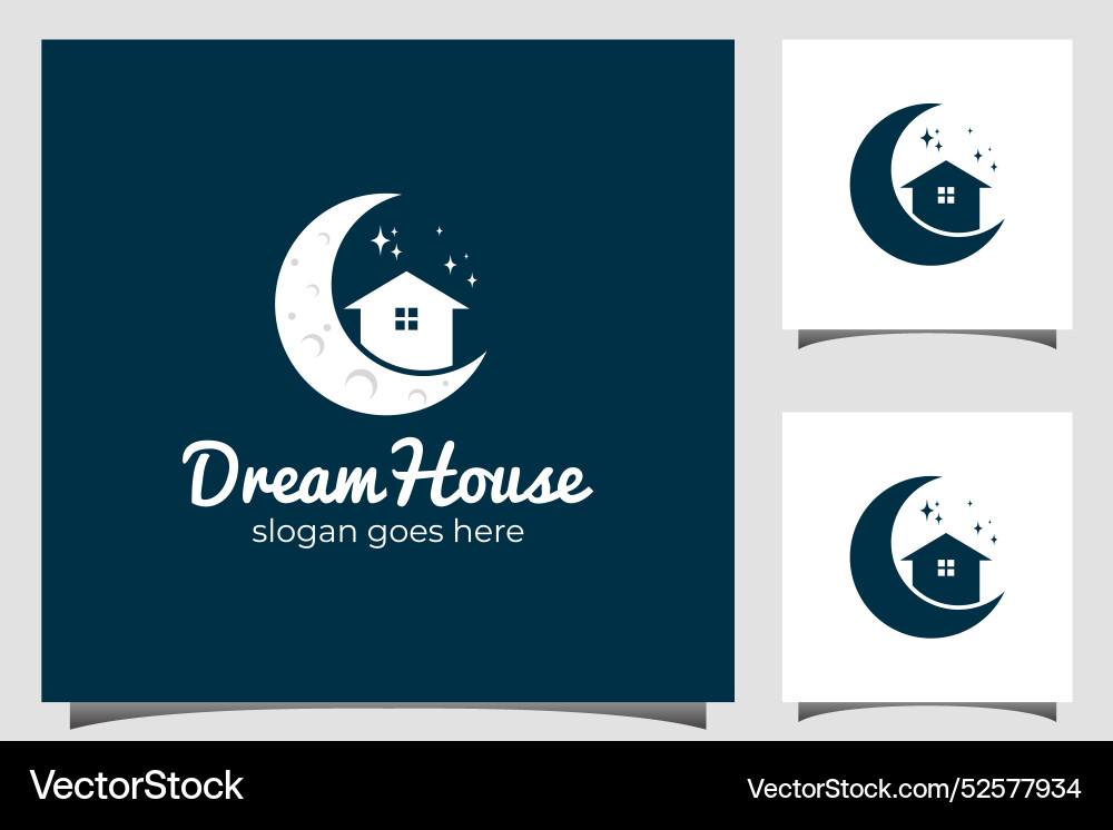 Building dream house logo design with moon Vector Image