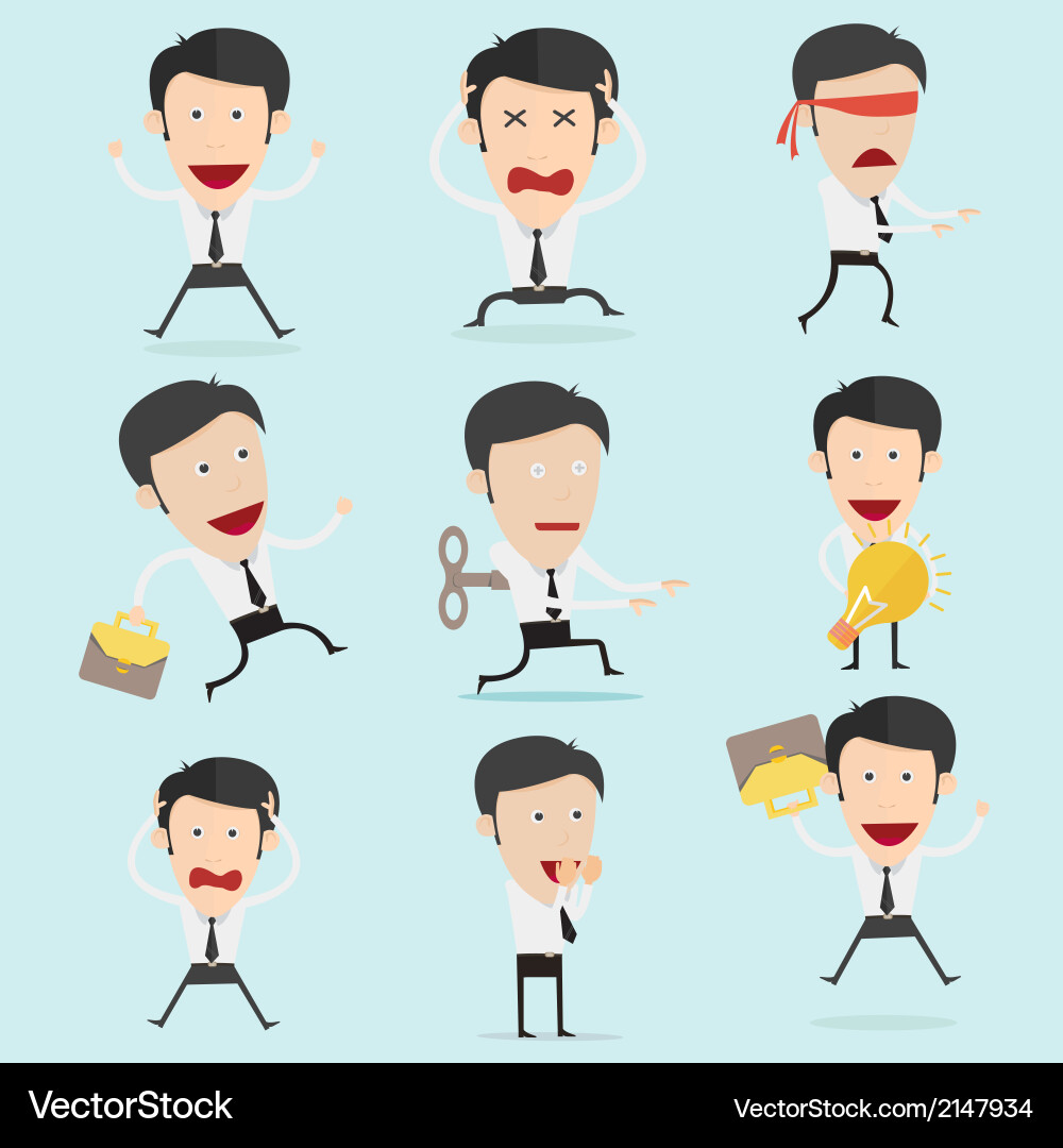 Businessman character set Royalty Free Vector Image
