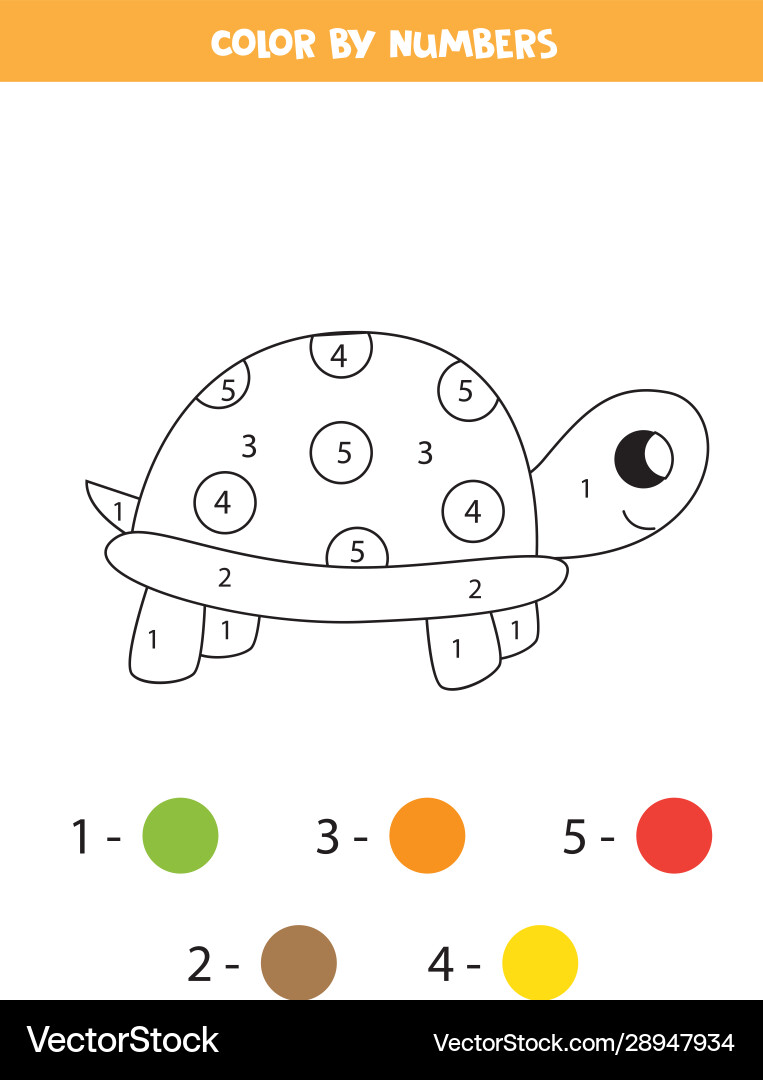 Cute Turtle Number Coloring Page for Kids Vector Image