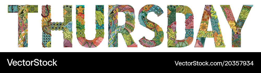 Word thursday decorative entangle object Vector Image