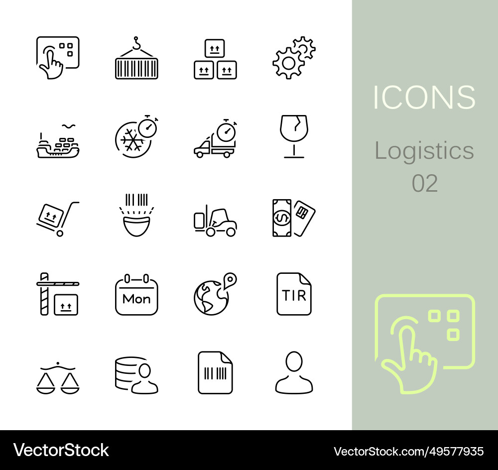 20 black logistics line icons 02 Royalty Free Vector Image
