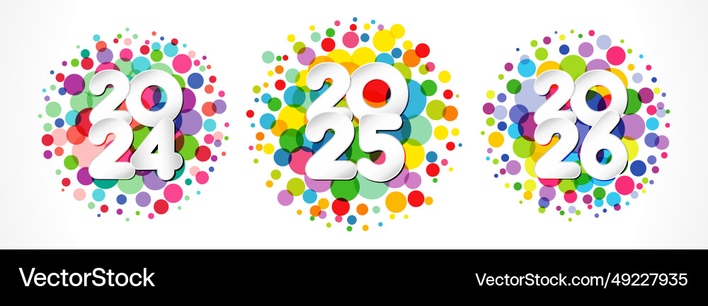 2024 2025 2026 confetti collection Royalty Free Vector Image