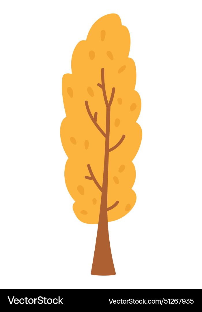 Autumn poplar in flat design cute forest tree Vector Image