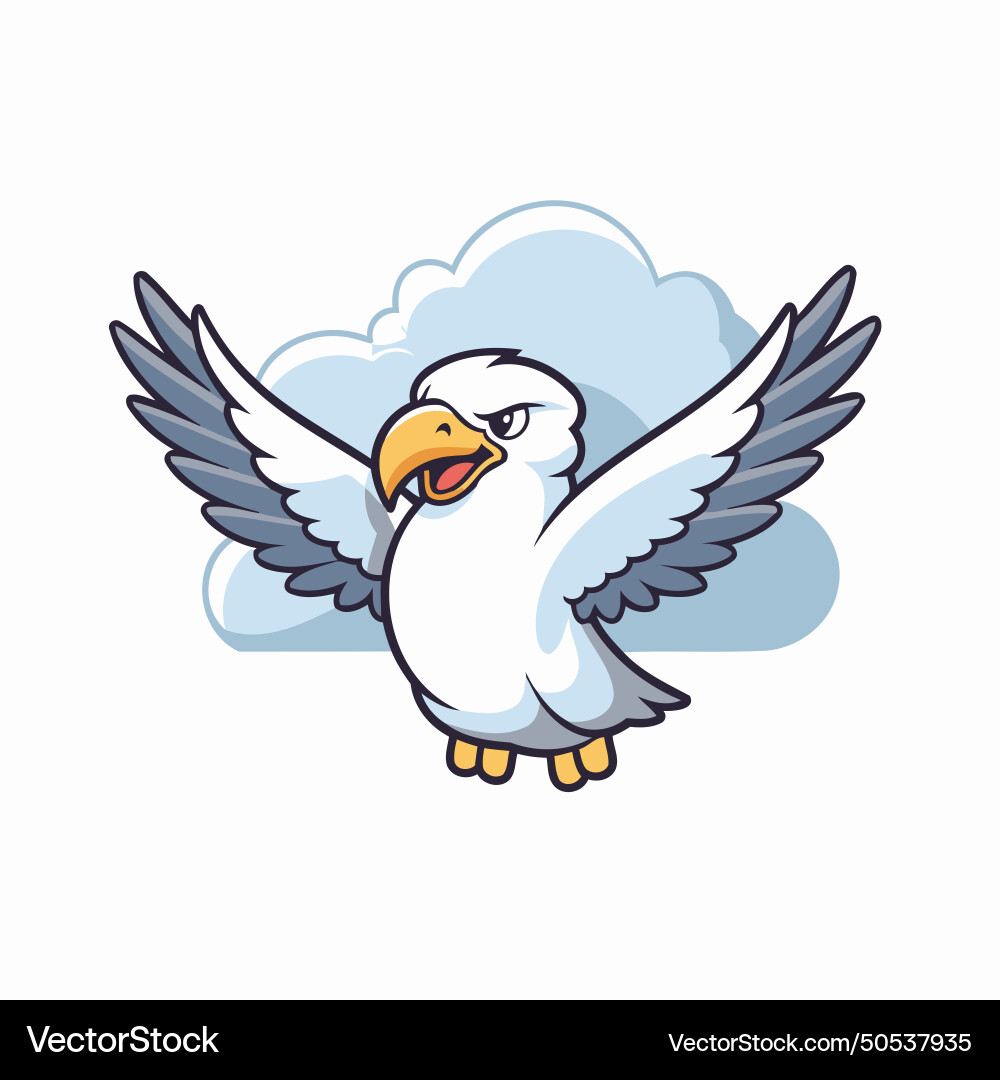Bald eagle flying in the clouds cartoon graphic Vector Image