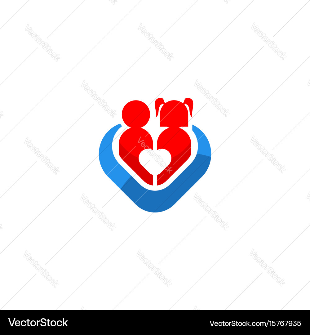 Children love care icon logo Royalty Free Vector Image