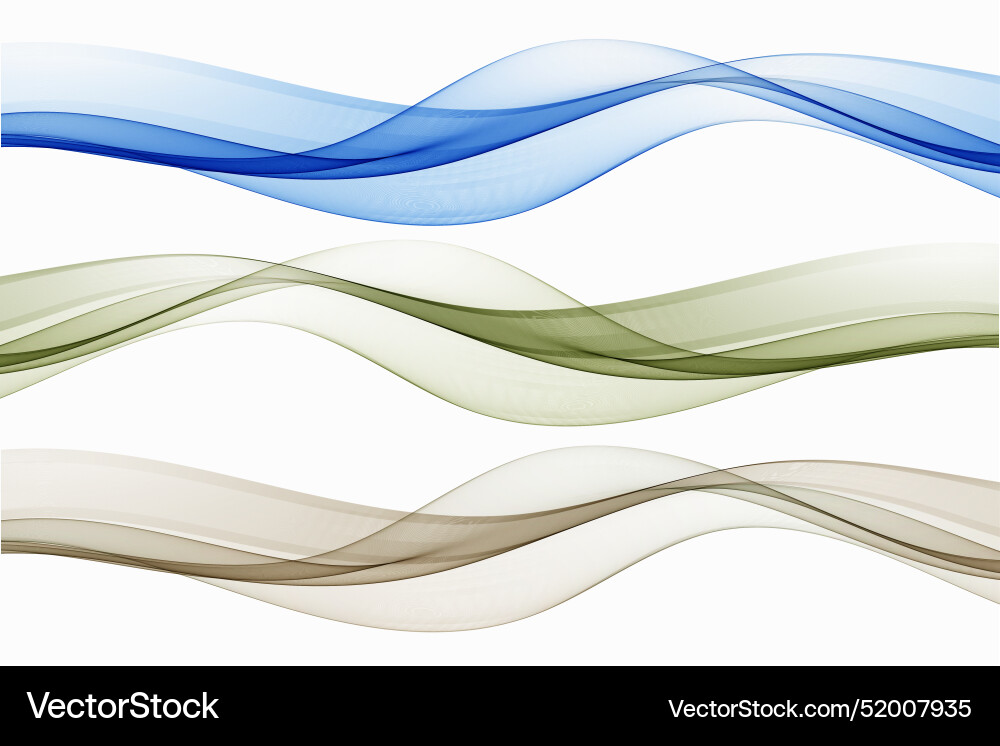 Collection of abstract colored smoke waves Vector Image
