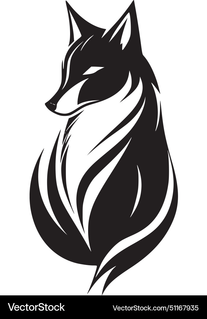 Fox - black and white Royalty Free Vector Image