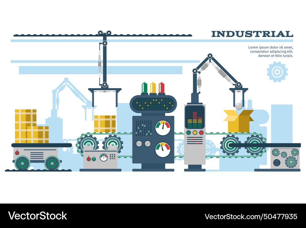 Industrial conveyor belt line Royalty Free Vector Image