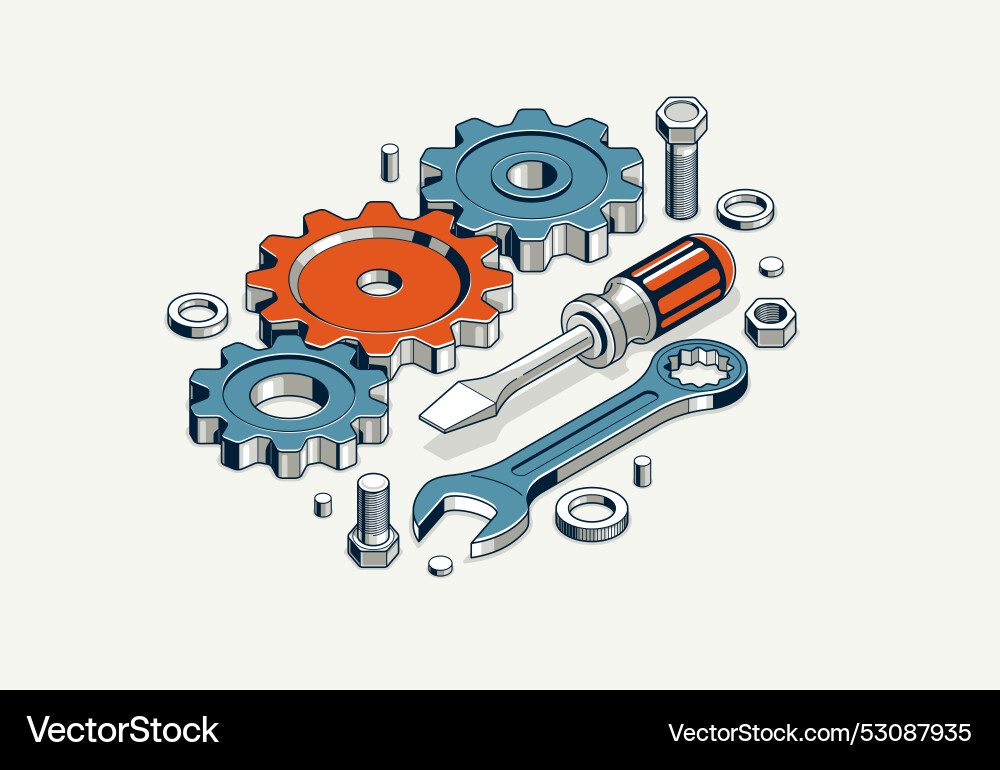 Invention renovation concept gears and tools Vector Image