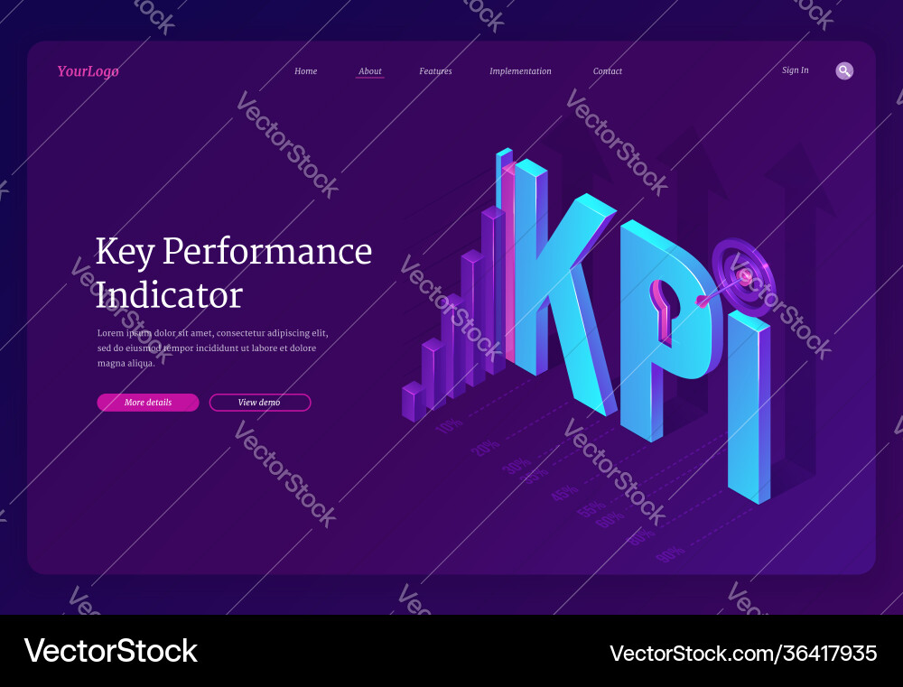 Kpi key performance indicators banner Royalty Free Vector