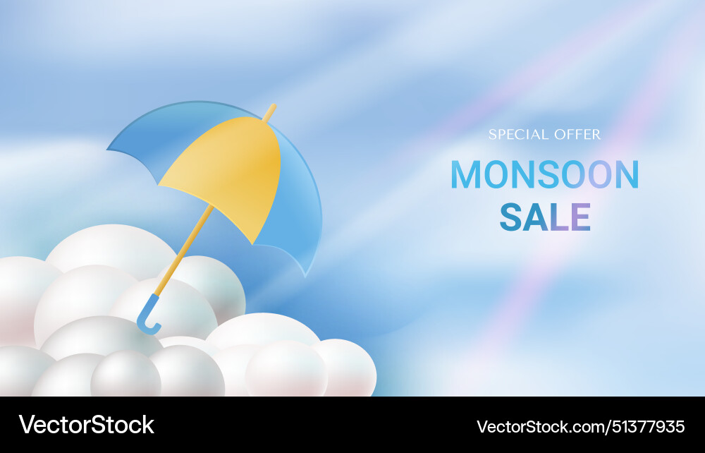 Poster template for great monsoon sale design Vector Image