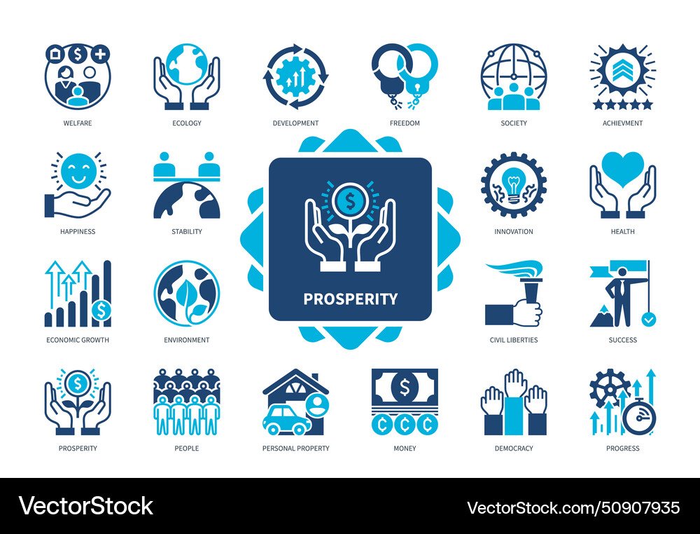 Prosperity solid icon set Royalty Free Vector Image