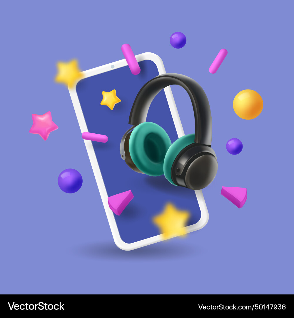 3d professional headphones smartphone music Vector Image