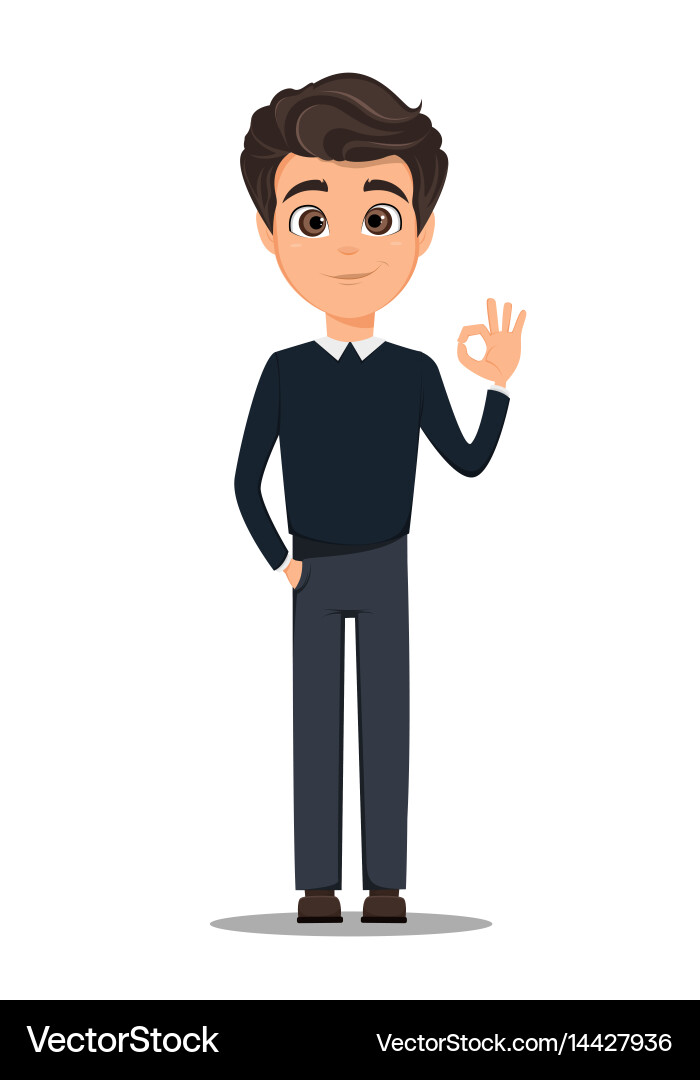 Business man cartoon character young handsome Vector Image