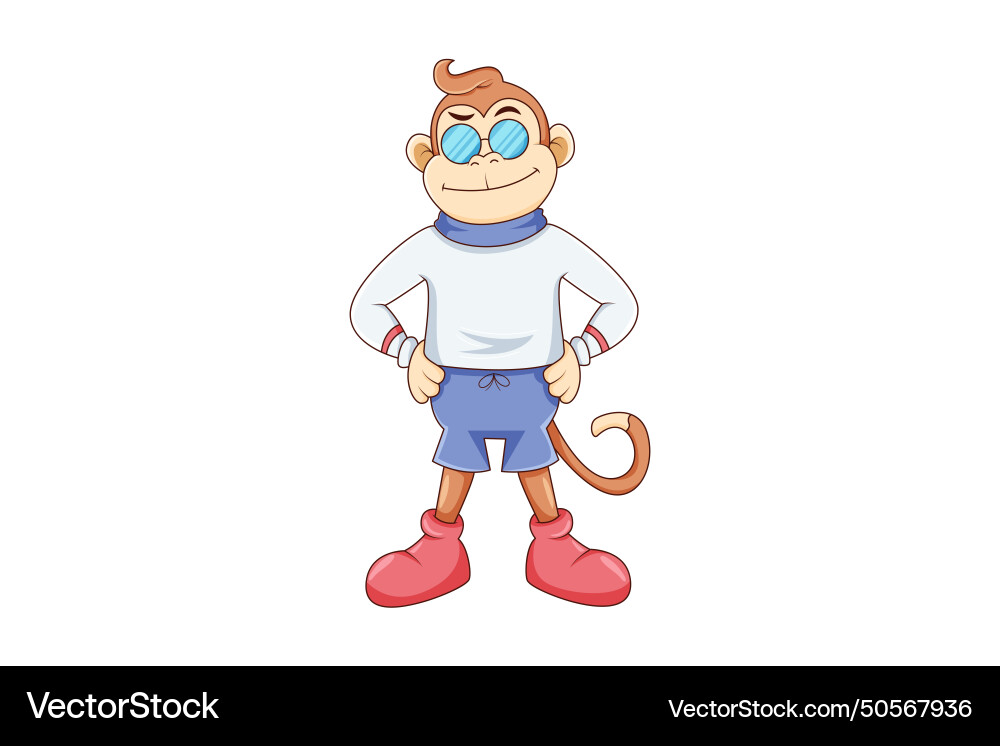 Cute monkey character design Royalty Free Vector Image