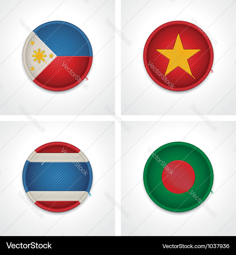 Flags of countries as fabric badges Royalty Free Vector