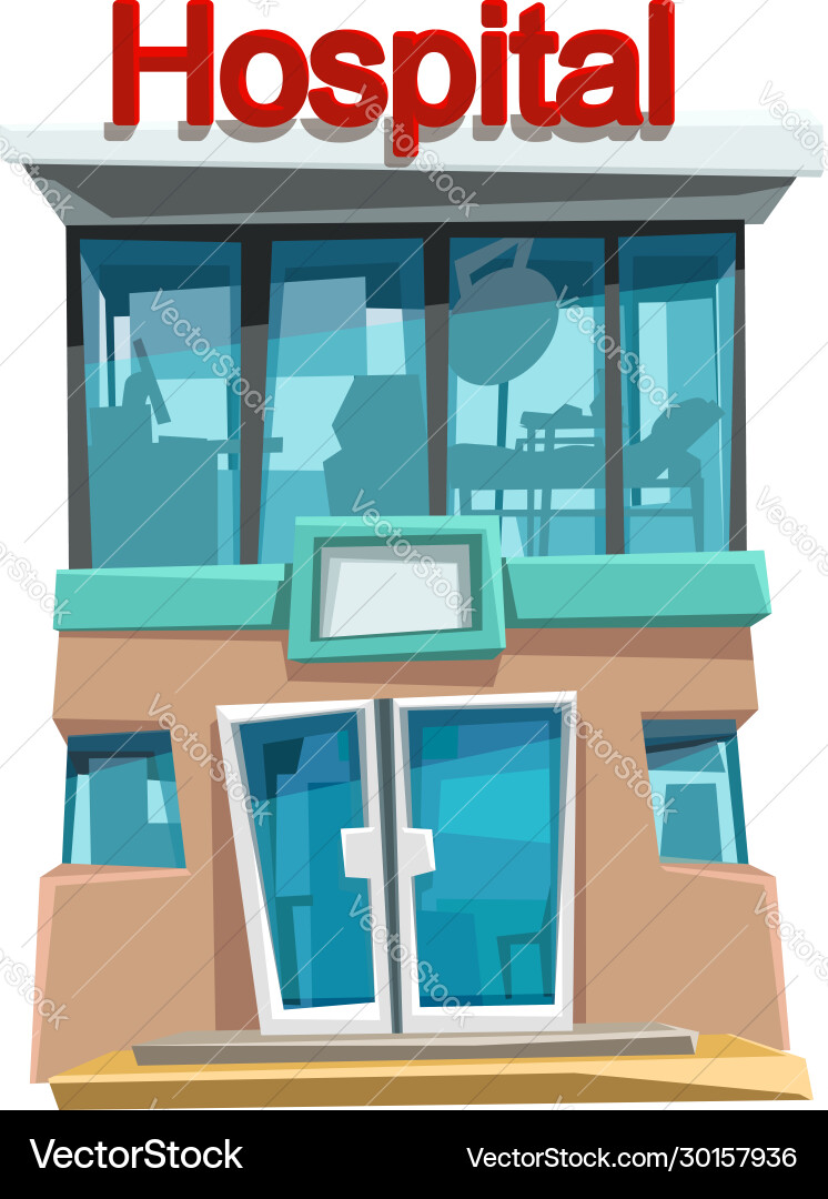 Hospital front view isolated Royalty Free Vector Image