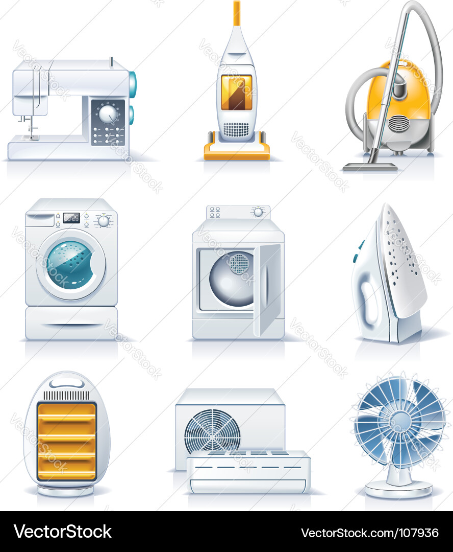 Household appliances icons Royalty Free Vector Image