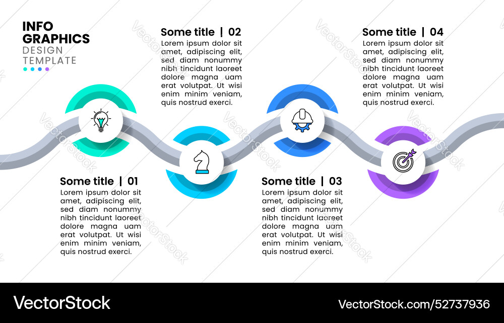 Infographic template abstract line with 4 Vector Image
