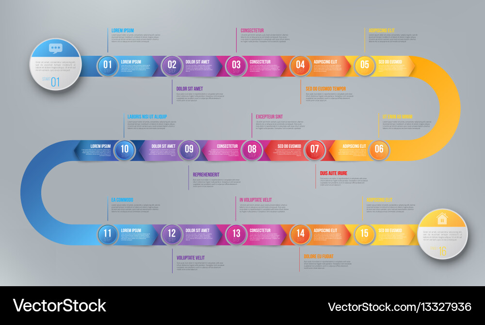 Infografiken Pfeil Timeline Hystory Vorlage Vektorbild