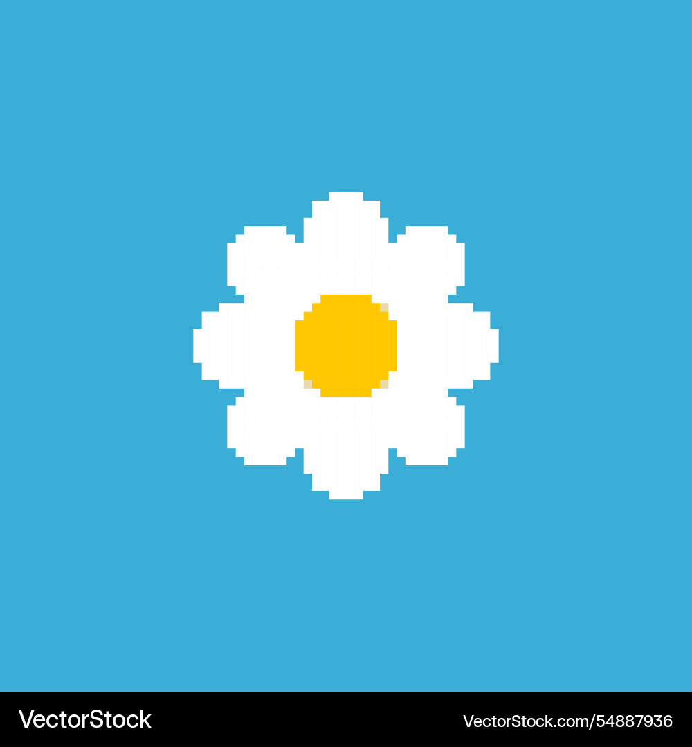 Pixelated daisy flower simple pixel Royalty Free Vector