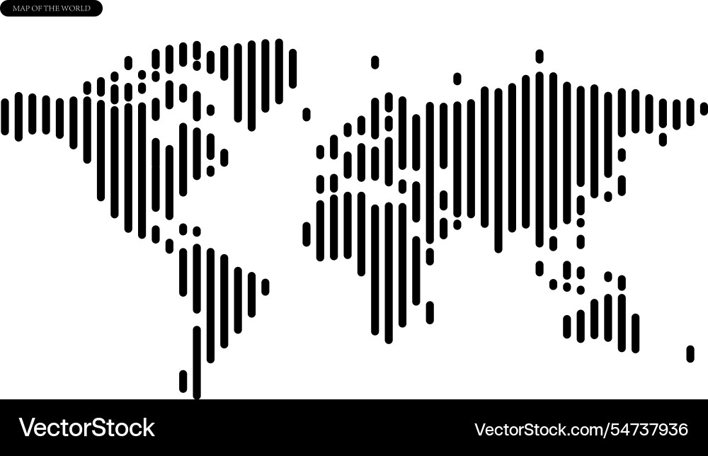 Simple vertical line map of the world white Vector Image