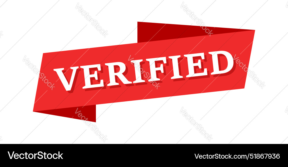 Verified banner icon in flat style verify label Vector Image