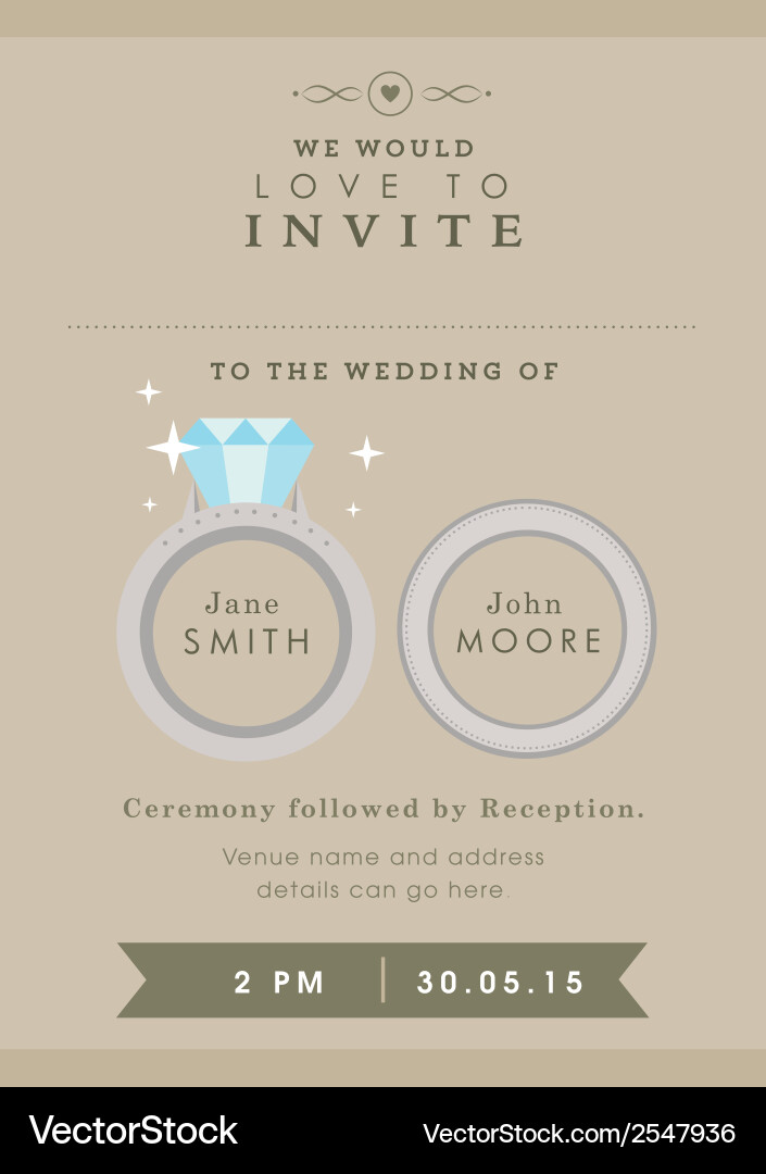 Wedding Ring Invitation Set Royalty Free Vector Image