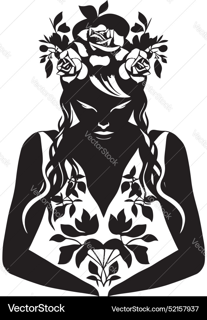 Bewitched garden beautiful witch icon whispering Vector Image