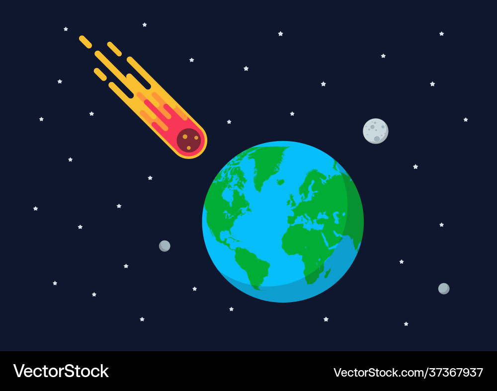Giant Asteroid Approaching Earth Royalty Free Vector Image