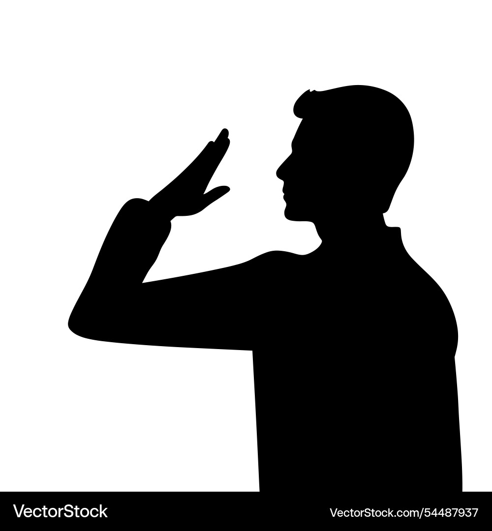 Man saluting with a raised hand against white Vector Image