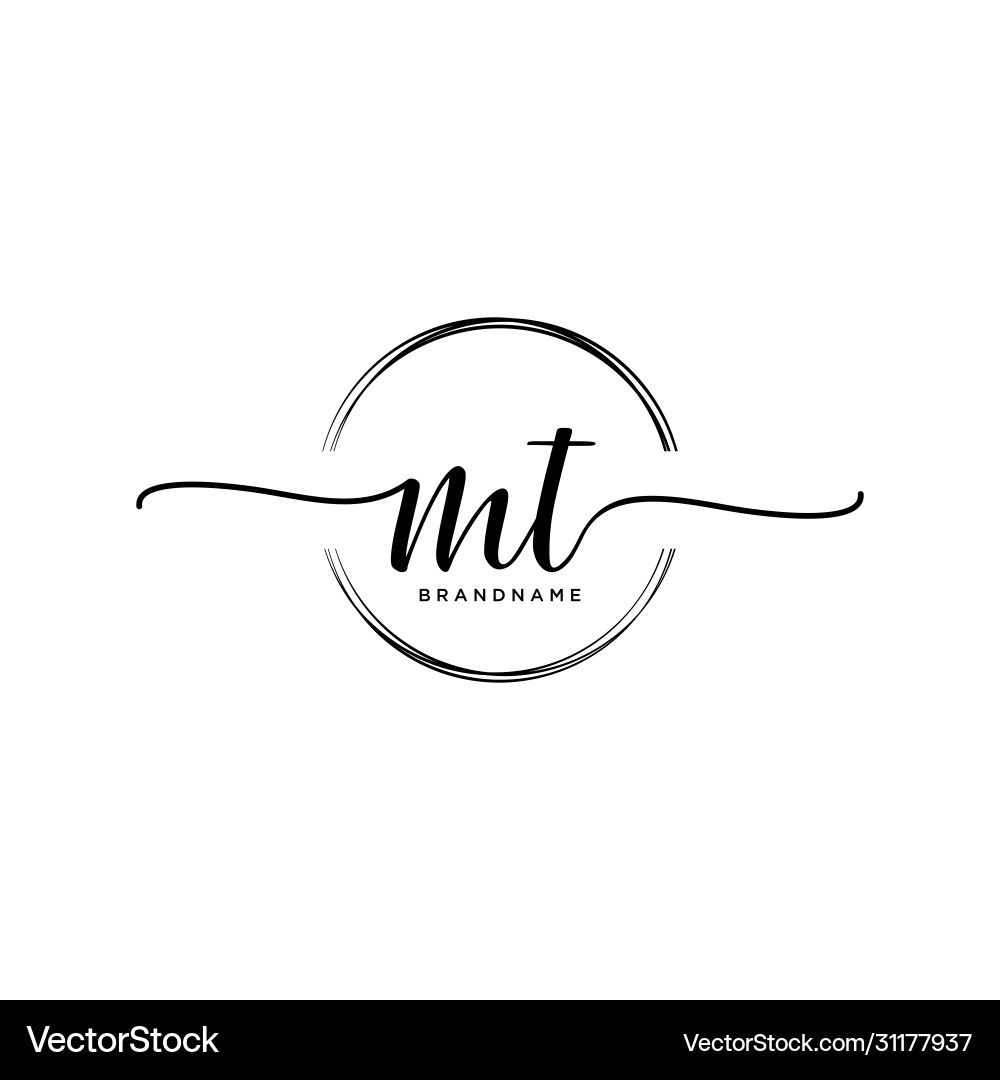 Mt initial handwriting logo with circle template Vector Image