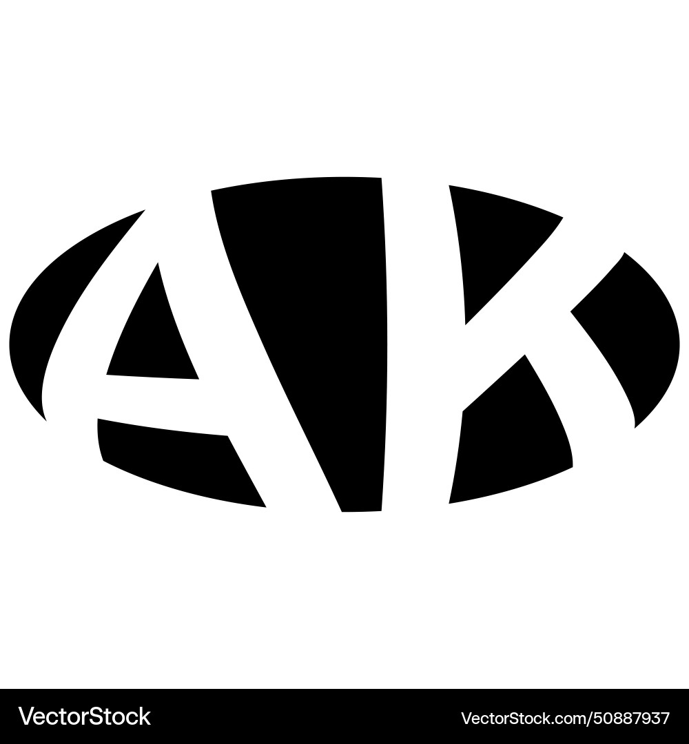 Oval logo double letter a k two letters ak ka Vector Image
