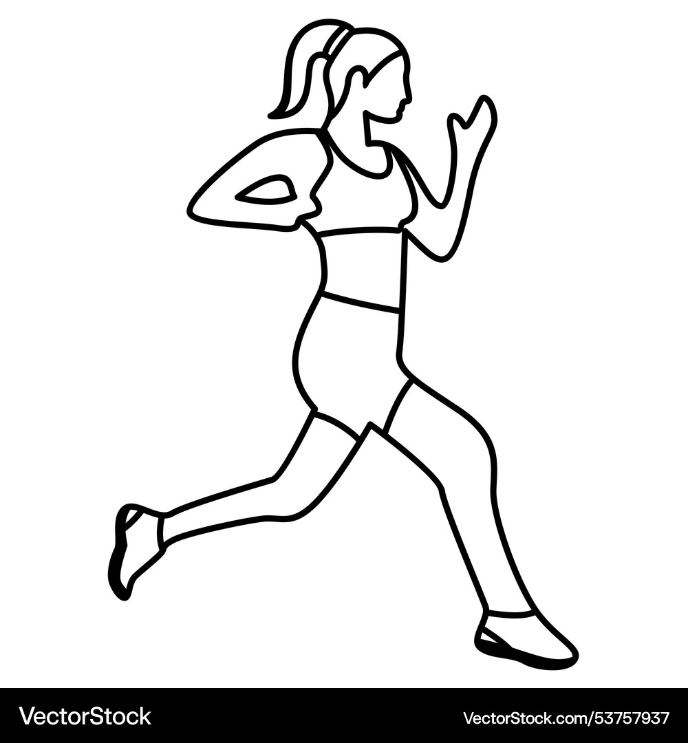 Runner line design black and white Royalty Free Vector Image