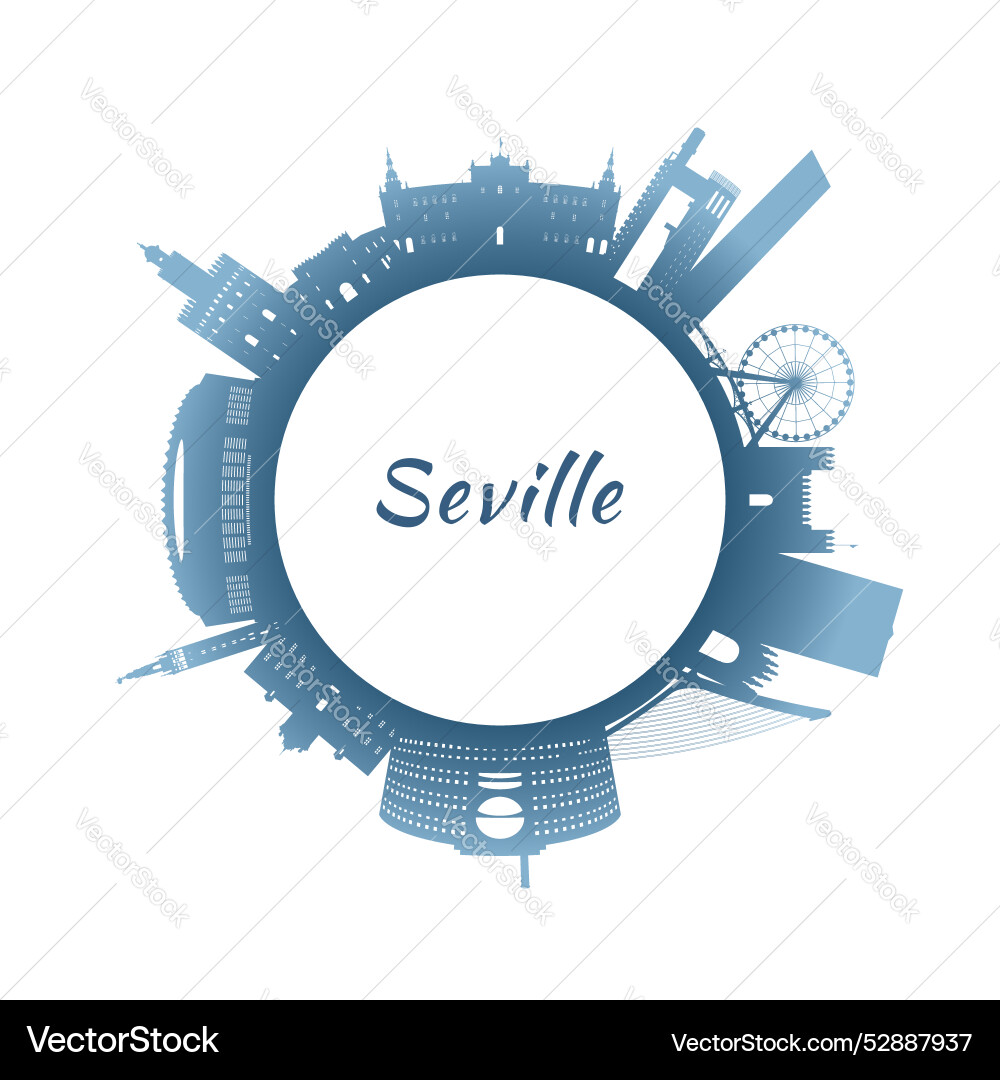 Sevilla skyline with colorful buildings circular Vector Image