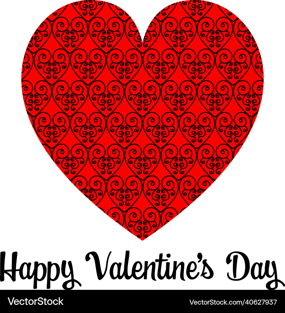 Valentines day heart with pattern graphic Vector Image