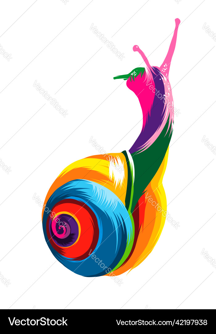 Abstract garden snail from multicolored paints Vector Image