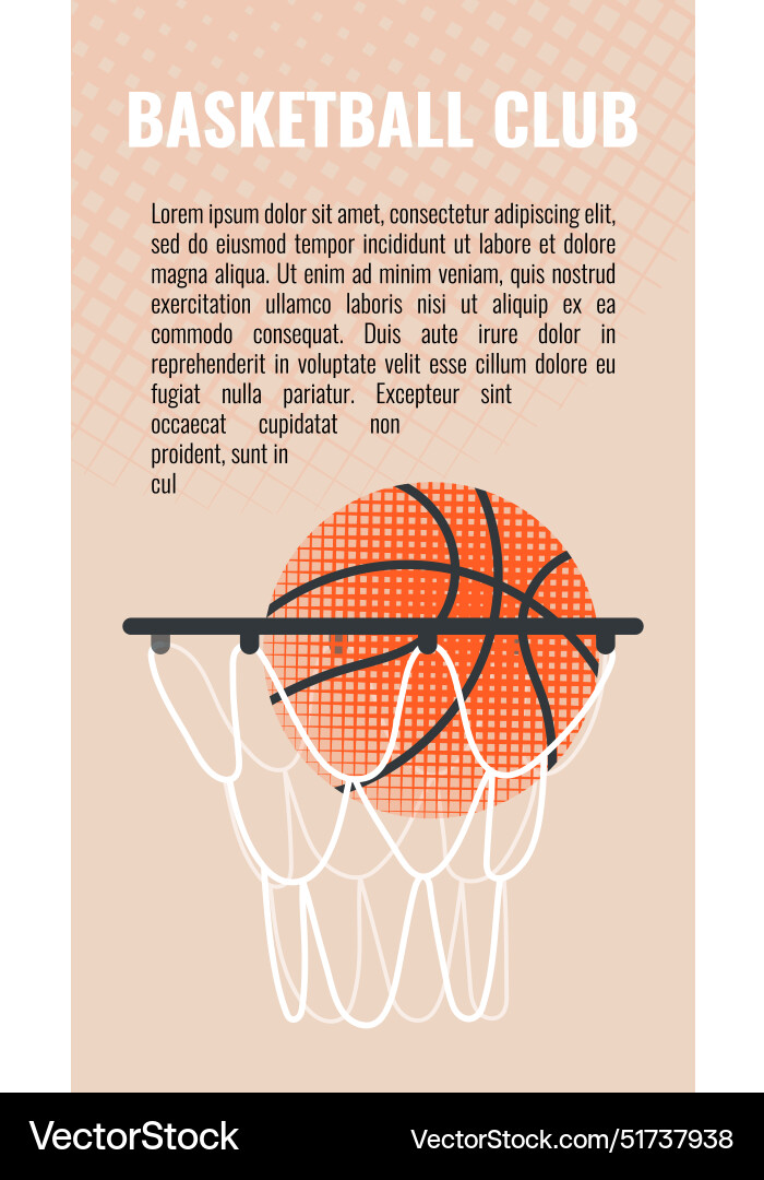 Basketball background design with ball hoop Vector Image