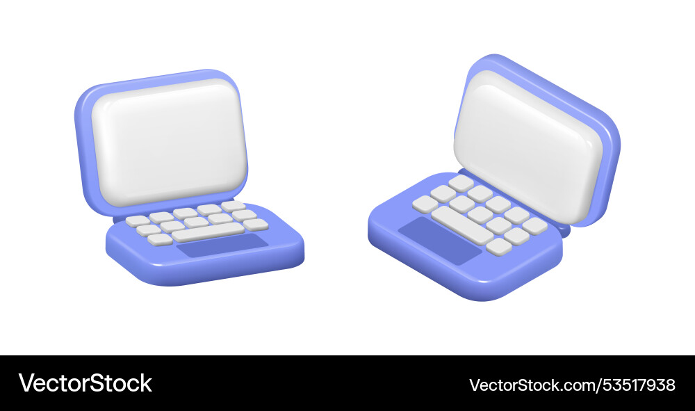 Computer laptop pc with keyboard 3d Royalty Free Vector