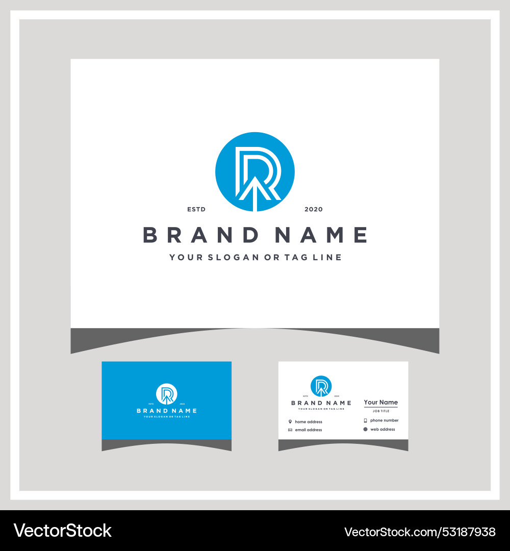 Creative letter r up arrow logo design Royalty Free Vector