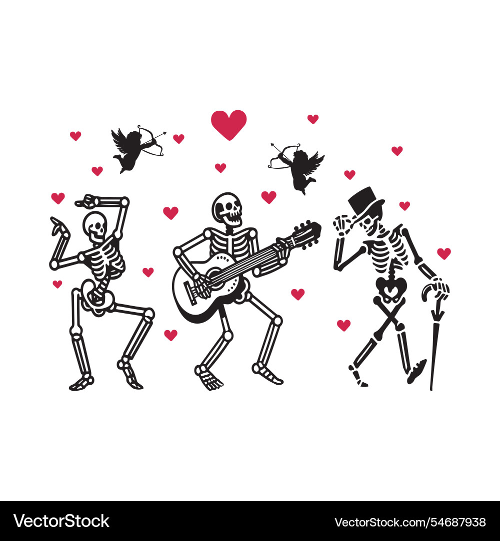 Dancing skeleton - valentine typography Royalty Free Vector